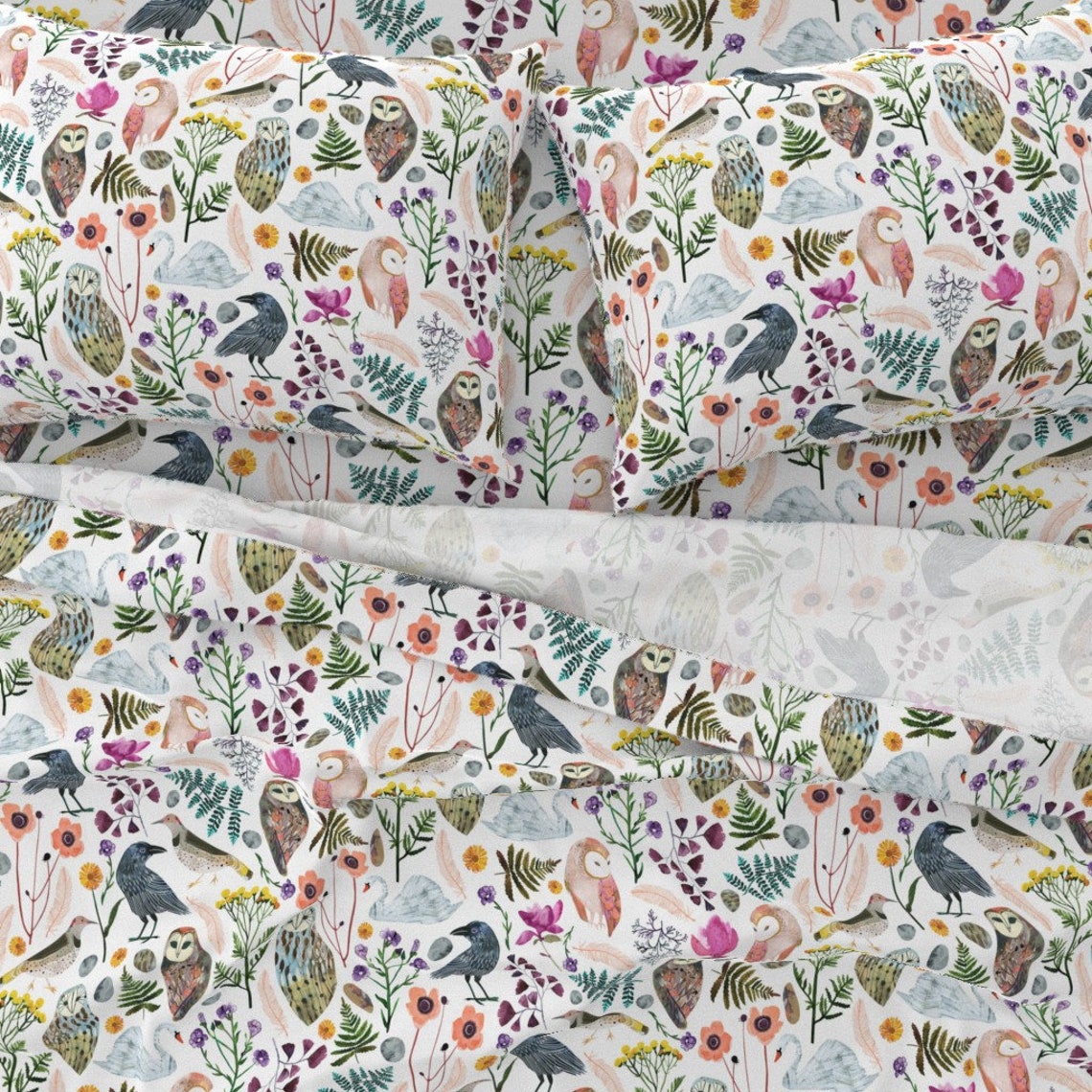 Watercolor Owls Sheets Lucid Dreams by Zoe_ingram Woodland | Etsy
