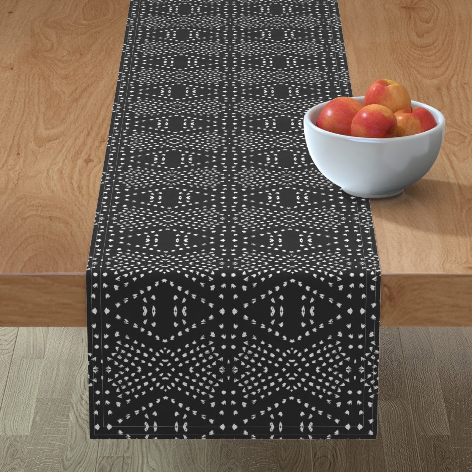 Tribal Table Runner Boho Tile Charcoal by Holli_zollinger - Etsy