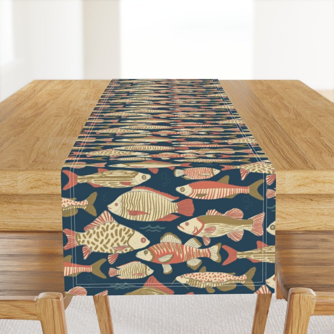 Freshwater Fish Table Runner Lake Fishing by - Etsy