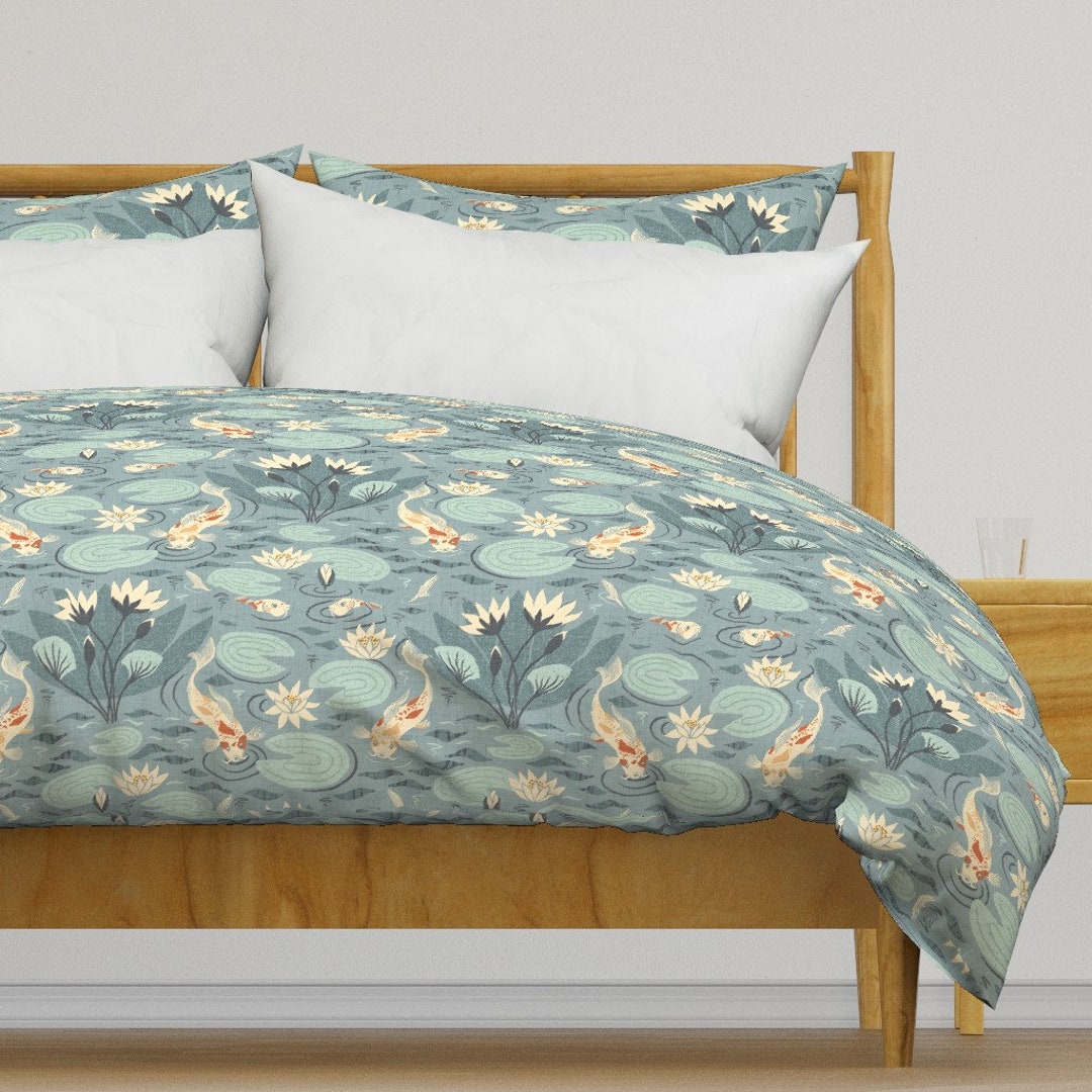Tranquil Water Lily Bedding Water Lilies and Koi Fish by Illaberek Koi ...