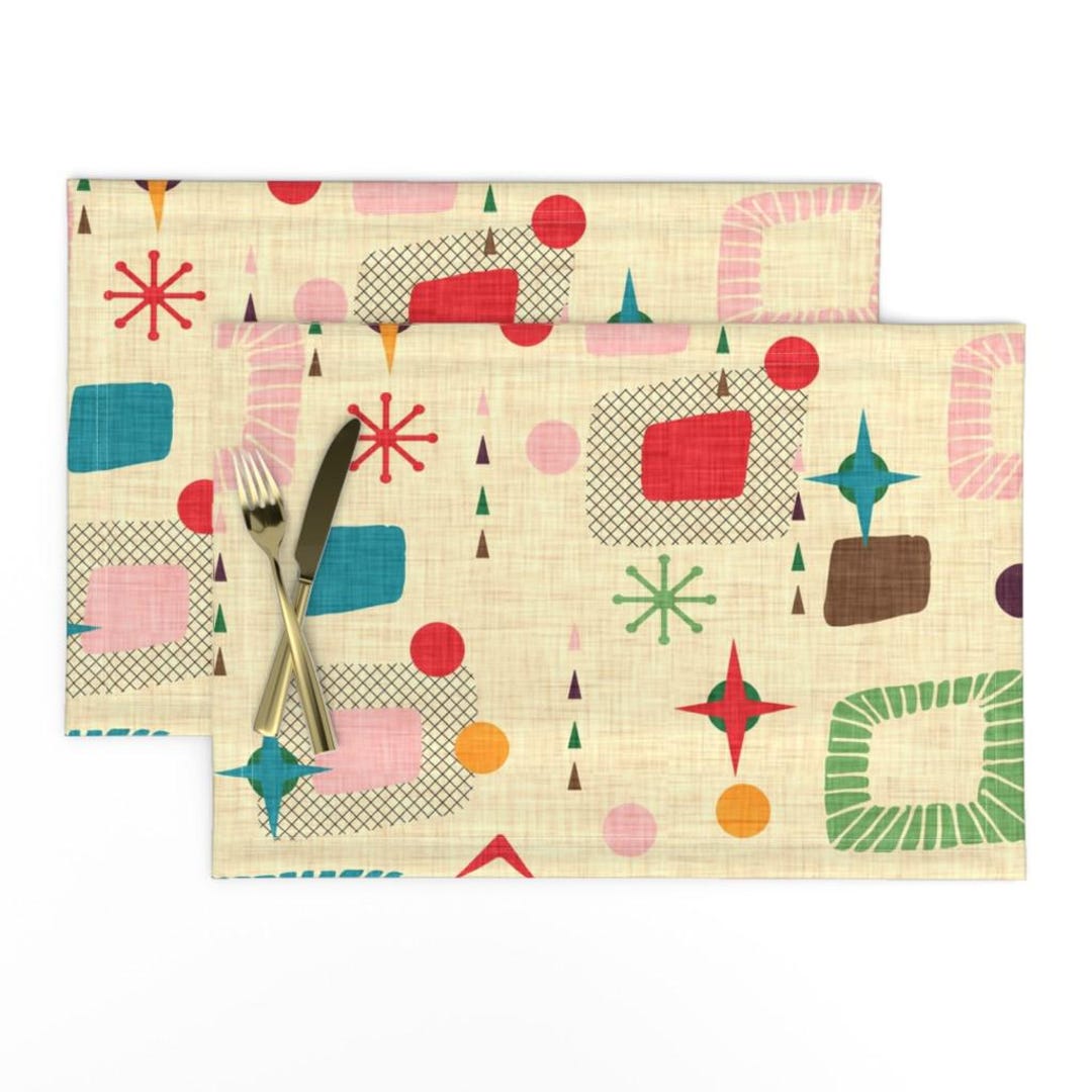 Retro Mod Placemats (set of 2) - 1950s Atomic Pattern by Bruxamagica - Mid Century Modern 1950s ...