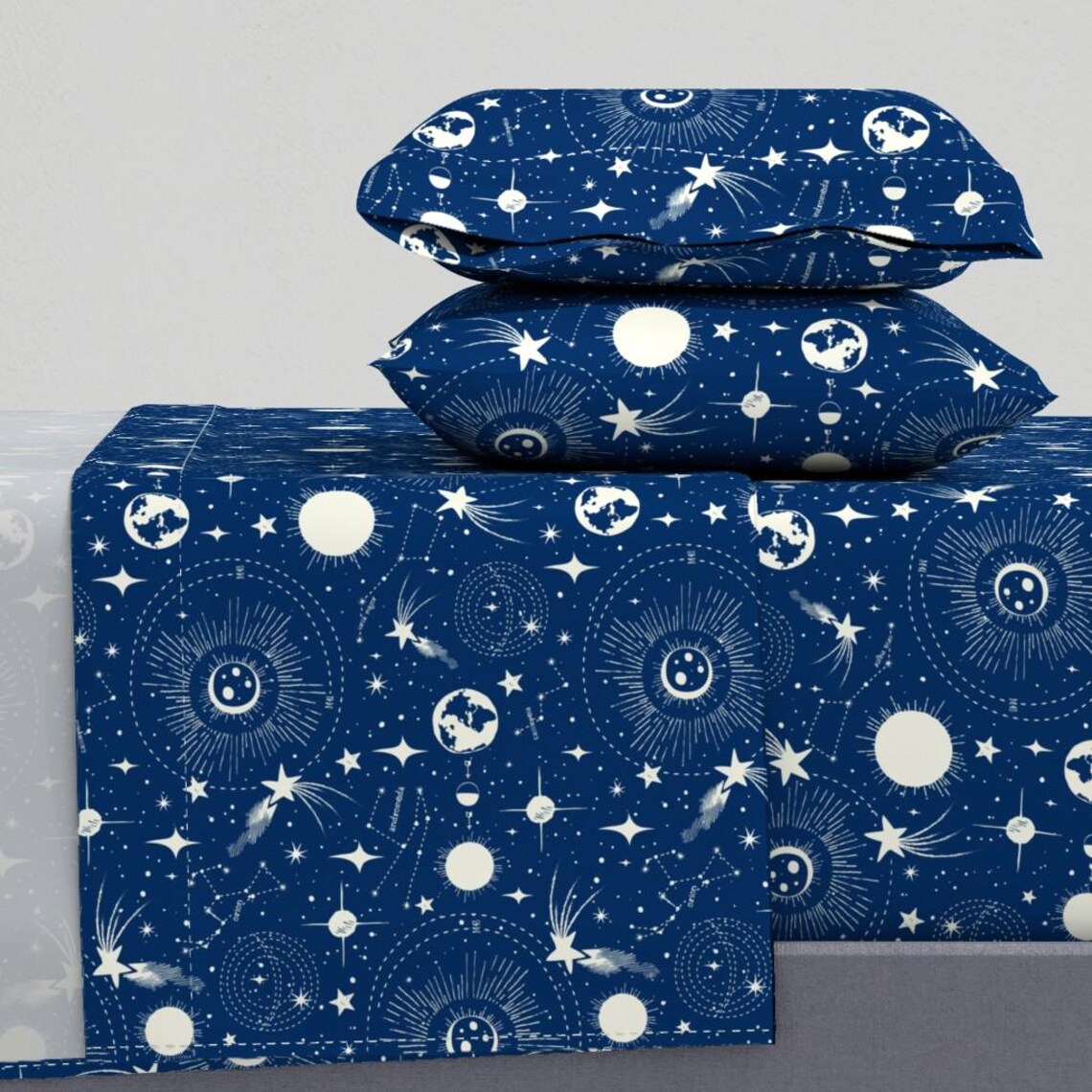 Constellations Sheets - Solar System Blue by Heatherdutton - Vintage ...