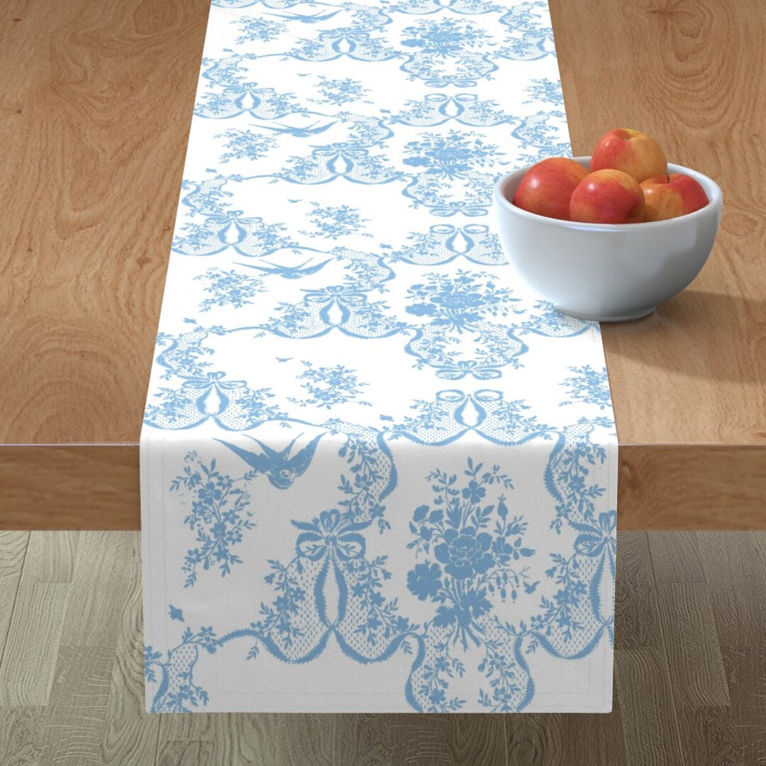 Decorative Toile Table Runner Willa Toile Neptune 1 by - Etsy