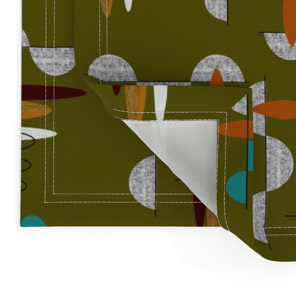 Mcm Placemats set of 2 Ovals and Half Moons Green by | Etsy