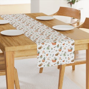Garden Table Runner Flower Baskets and Birds by Wideeyedtree Flowers ...