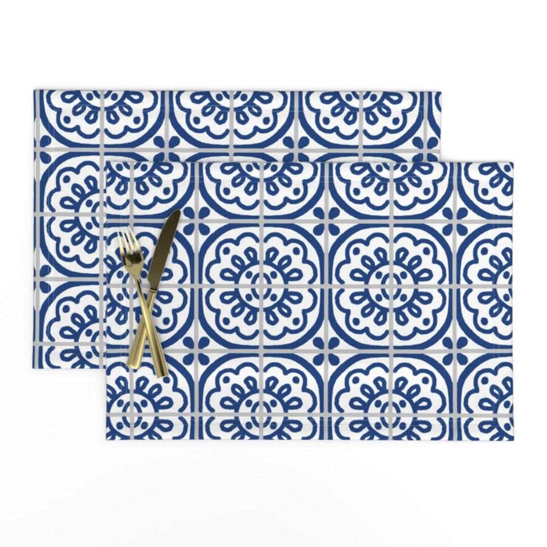 Blue Farmhouse Tile Placemats (set of 2) - Farmhouse Tile by ...