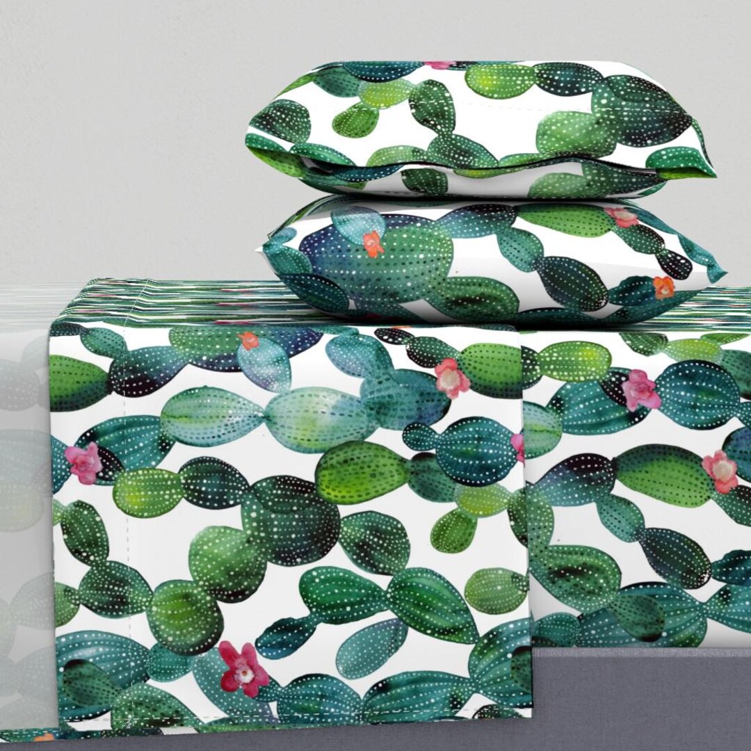 Watercolor Sheets - Boho Cactus by Tasiania - Cactus Desert Floral ...