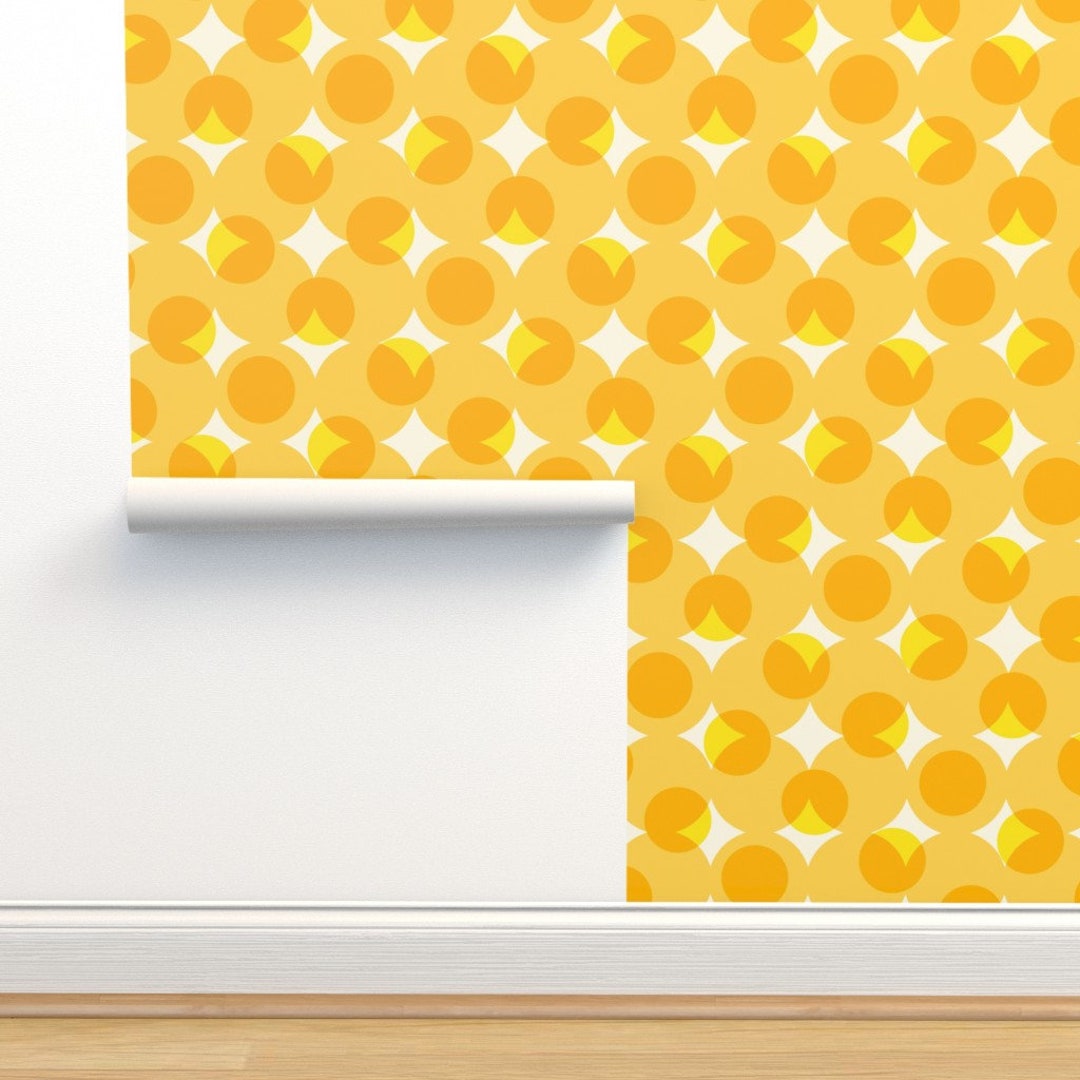 Mod Dots Commercial Grade Wallpaper Sunshine Yellows by Weavingmajor ...