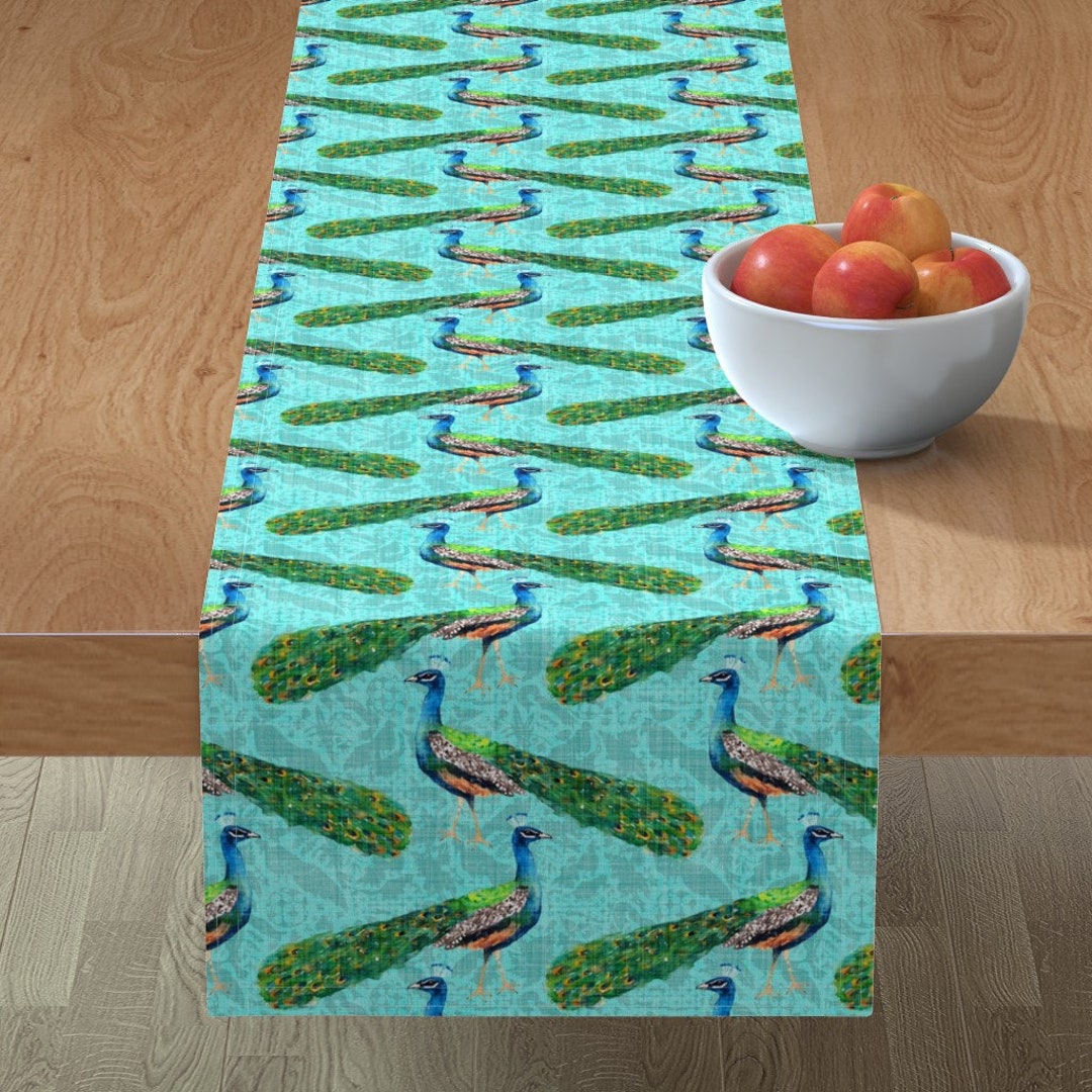 Exotic Animal Table Runner Rajah's Peacocks by - Etsy