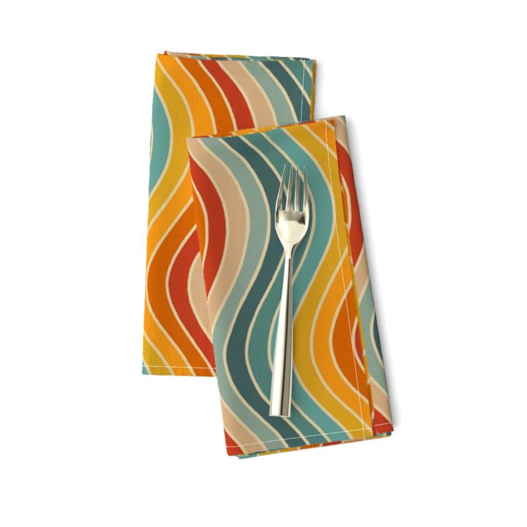Retro Cloth Dinner Napkins Set – 70s Abstract Rainbow Wave - Etsy
