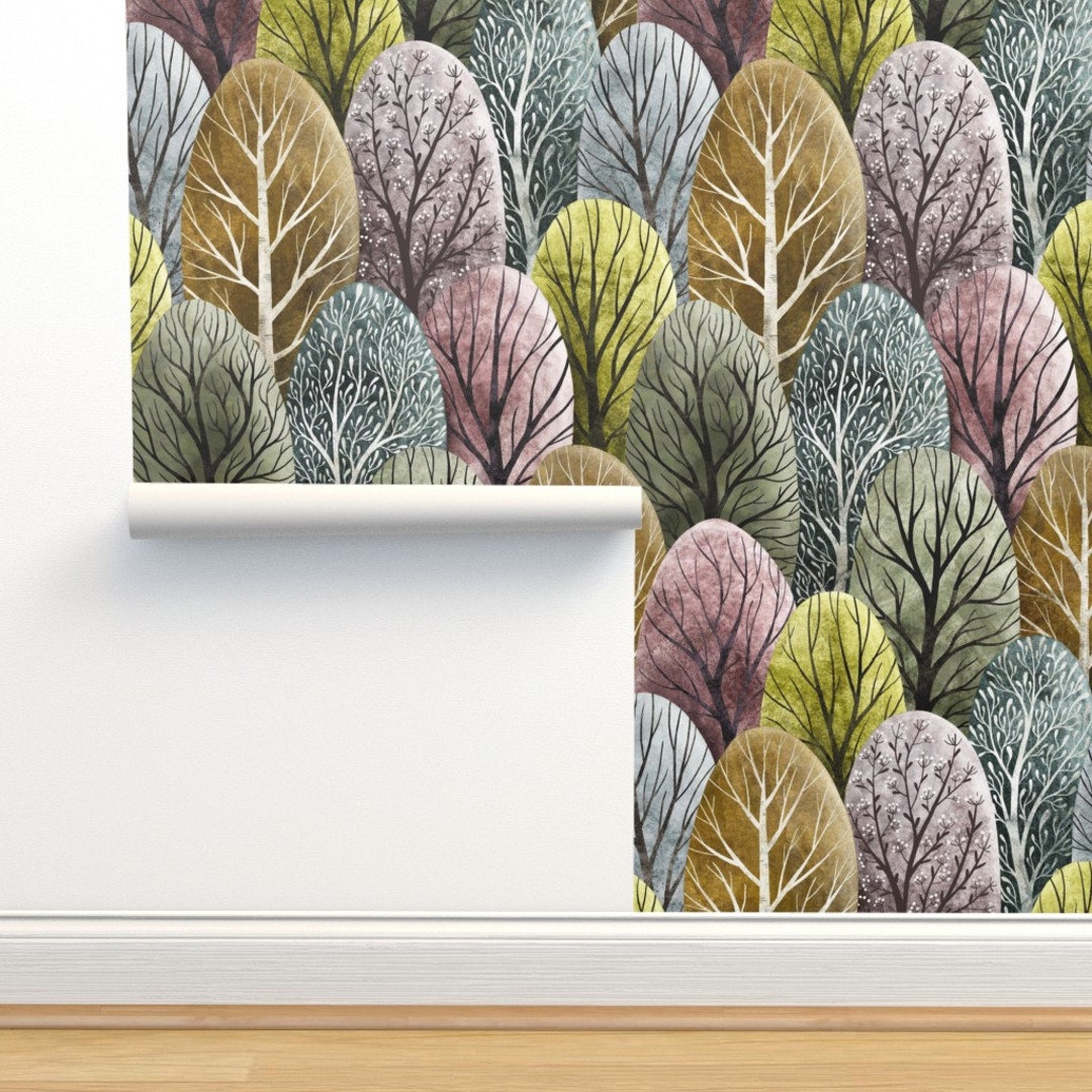 Whimsical Woodland Non-pasted Wallpaper Earth Tones Neutral Calm Serene ...