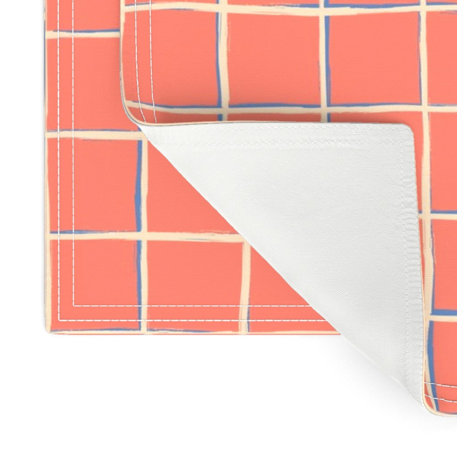 Coral Grid Placemats set of 2 Coral Pink Pool Tiles by | Etsy