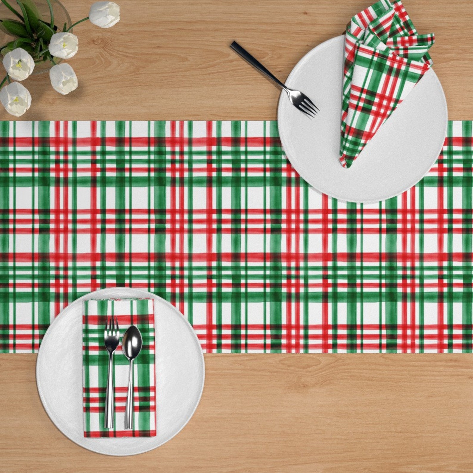Christmas Table Runner Christmas Plaid by Littlearrowdesign - Etsy