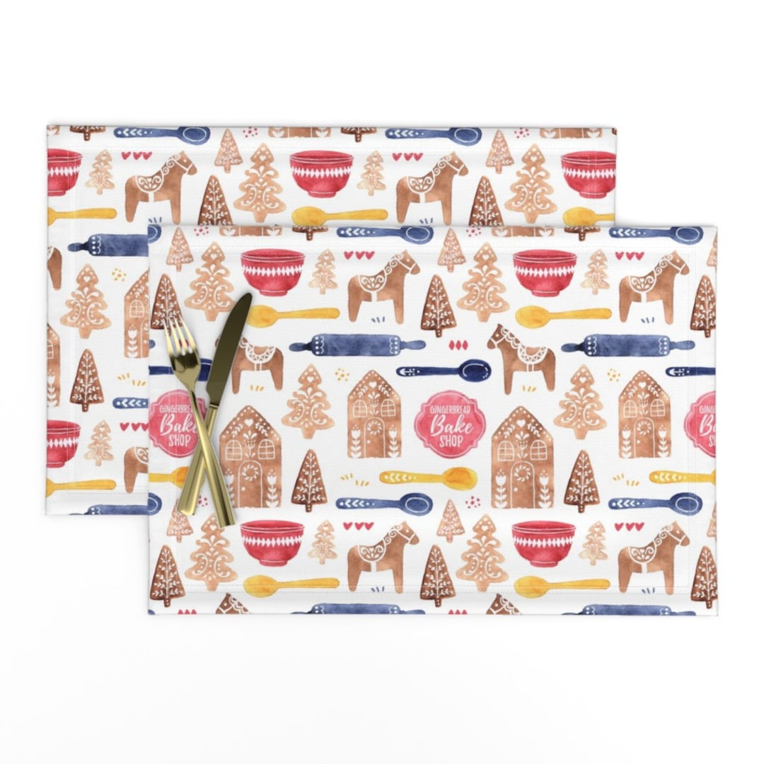 Christmas Placemats set of 2 Gingerbread Bake Shop by - Etsy