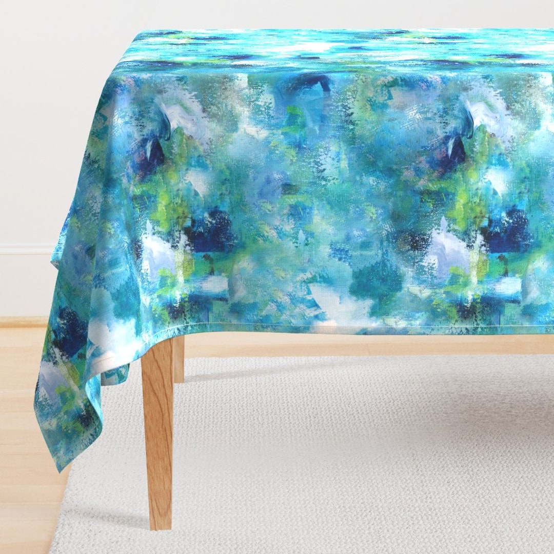 Ocean Blue Tablecloth Blue Abstract by Jenflorentine Abstract Blue Aqua ...