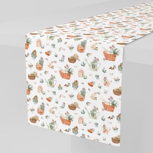 Garden Table Runner Flower Baskets and Birds by Wideeyedtree Flowers ...