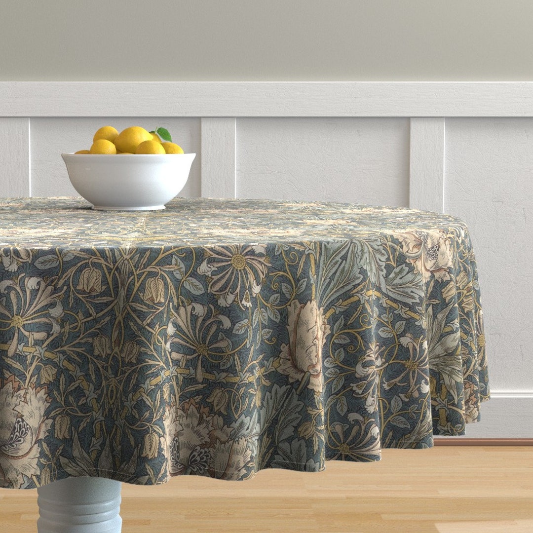 Floral Damask Round Tablecloth Morris Honeysuckle by - Etsy