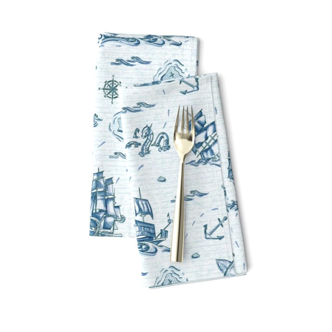 Nautical Toile Dinner Napkins Set of 2 - Vintage Inspired Pirate Ship ...