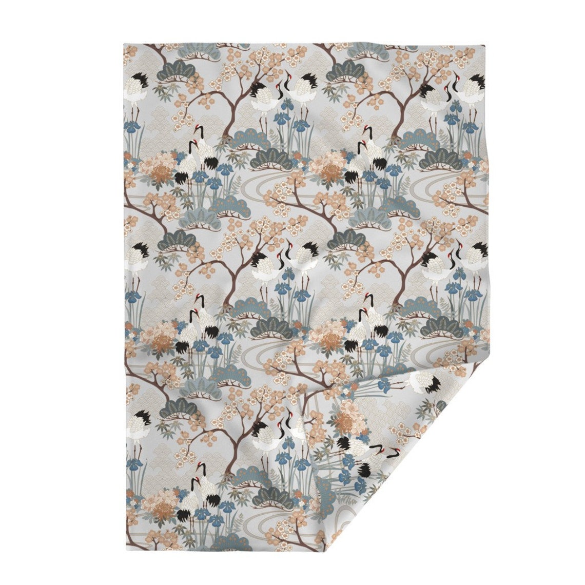 Asian Inspired Throw Blanket Japanese Garden Grey by - Etsy