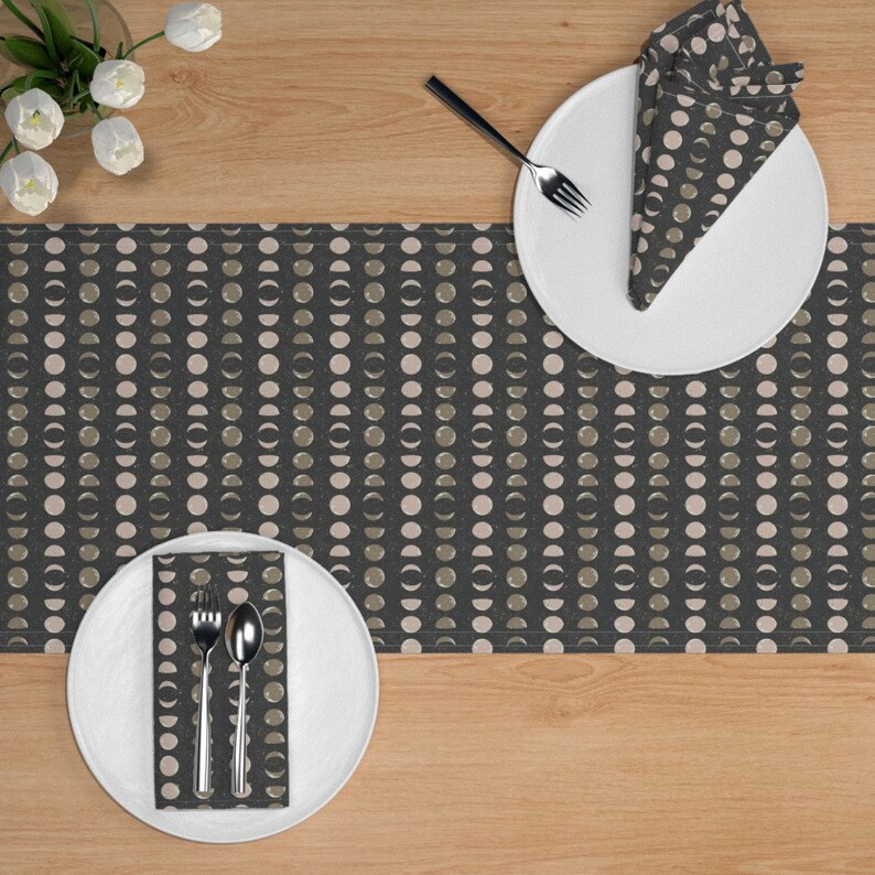 Lunar Table Runner Moon Phase Stripes Charcoal by - Etsy