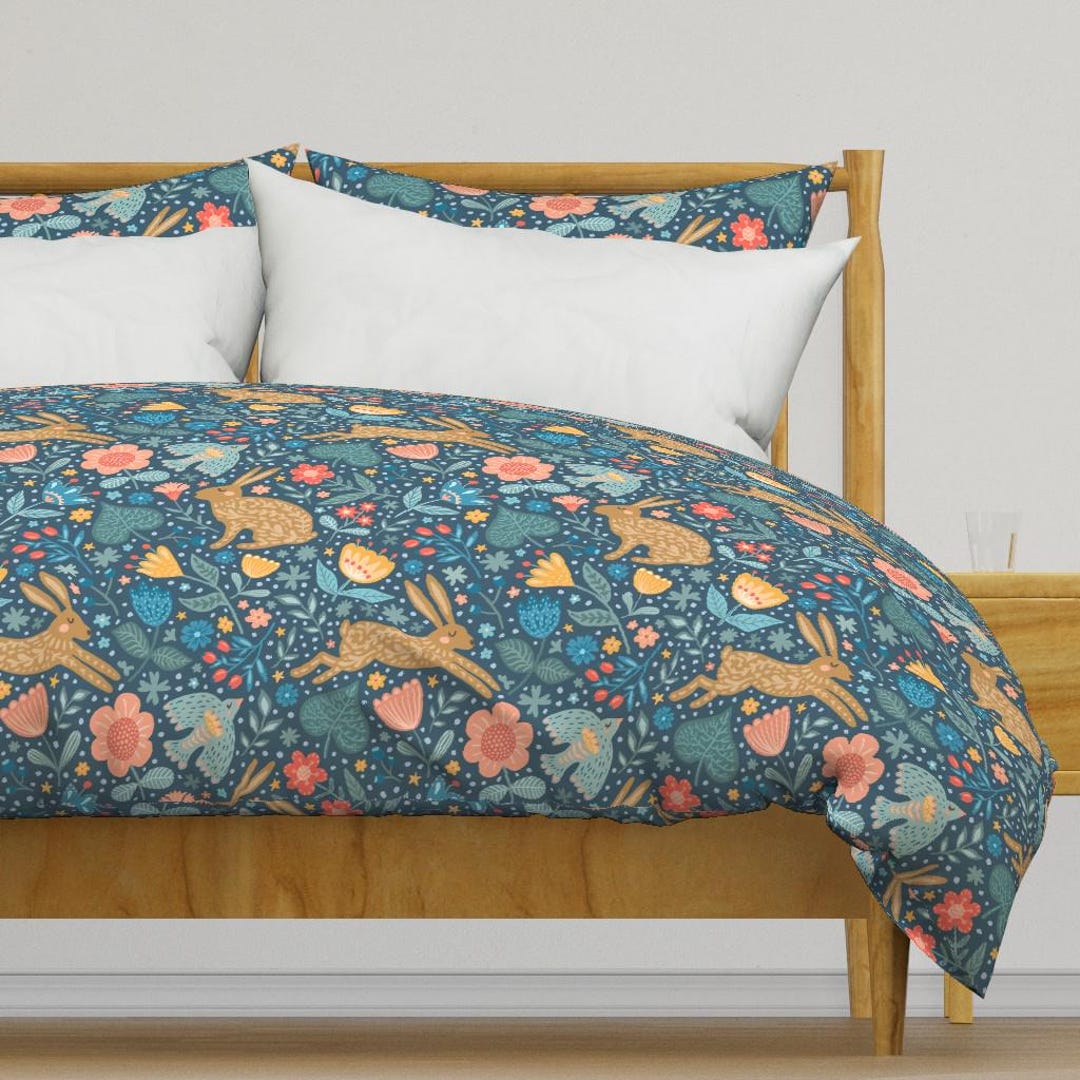 Scandi Woodland Bedding - Folk Art Rabbits by Bamokreativ - Forest ...