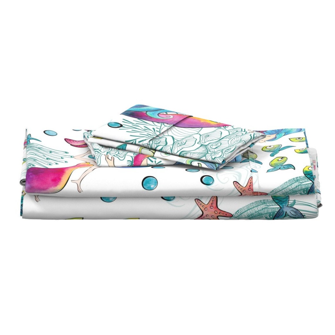Cute Sheets Modern Mermaids by Gingerlique Fish Seahorse - Etsy
