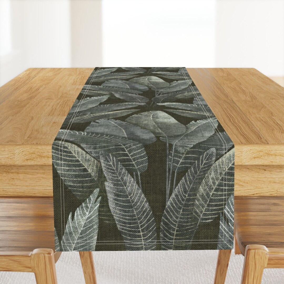 Vintage Tropical Table Runner - Rainforest Leaf by Perrinphilippa ...
