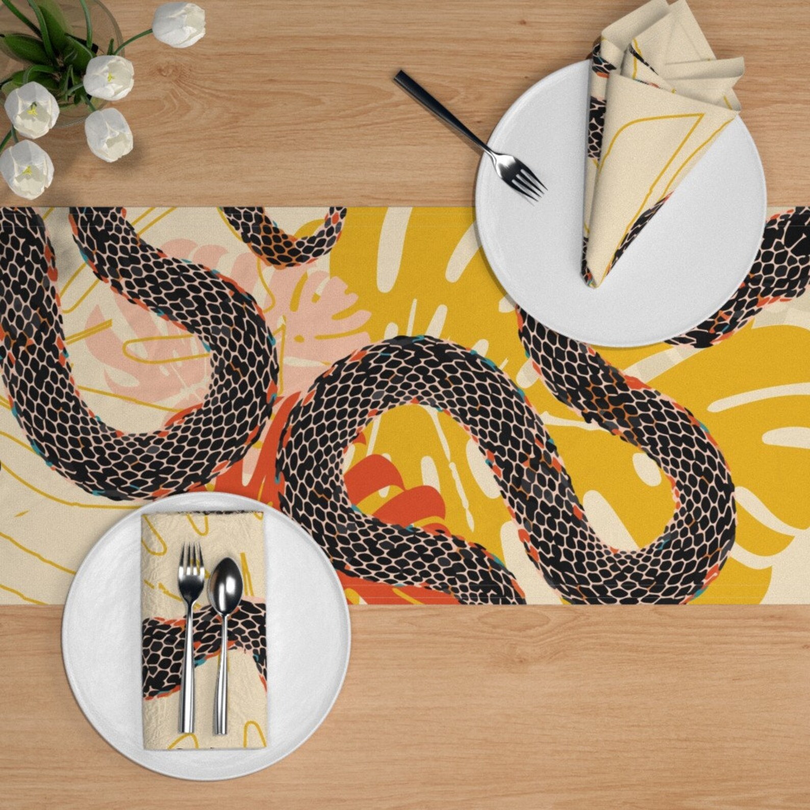 Tropical Snakes Table Runner Smooth Viper by Freethebold | Etsy
