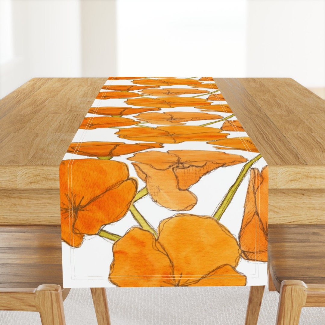California Poppy Table Runner - Poppy Large Scale by Studiodena ...