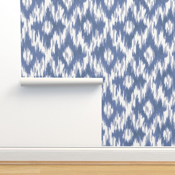 Blue Ikat Wallpaper - Etsy
