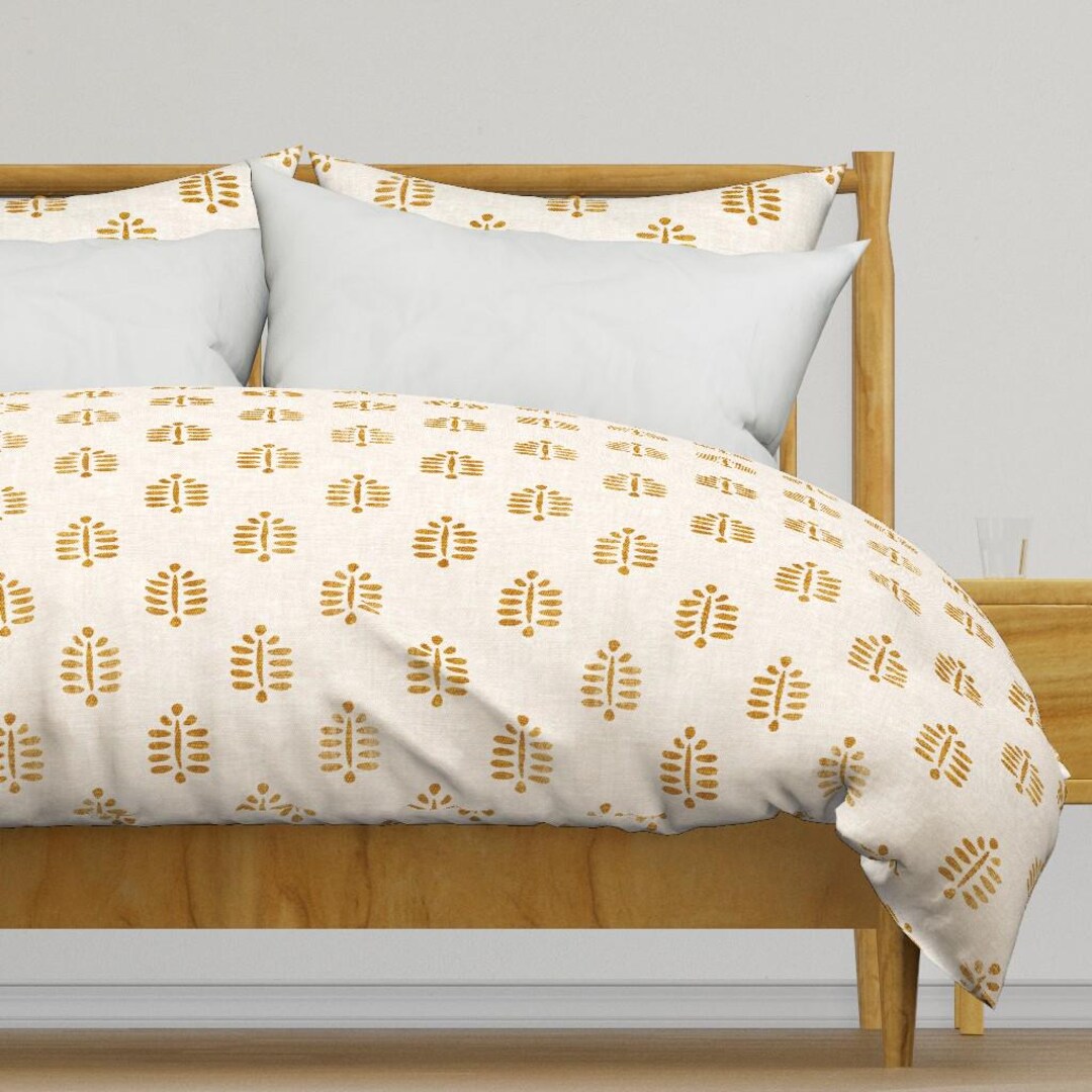 Boho Block Print Bedding - Block Print Fern in Golden by ...