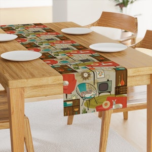 1960s Retro Table Runner Rec Room Madness by Michaelzindell Vintage Mid ...
