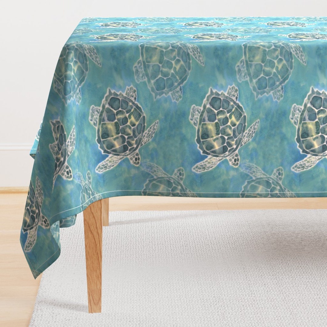 Ocean Tablecloth Sea Turtle Batik by Lauriekentdesigns Beach Nautical ...
