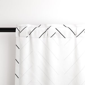 Herringbone Curtain Panel Simple Diagonal Lines by Taraput Black White ...