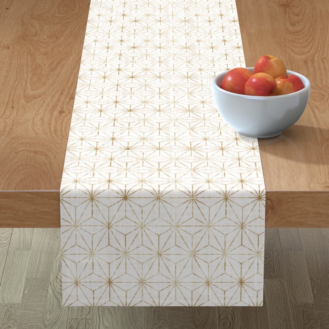 Geometric Stars Table Runner Star Geo White Gold by - Etsy