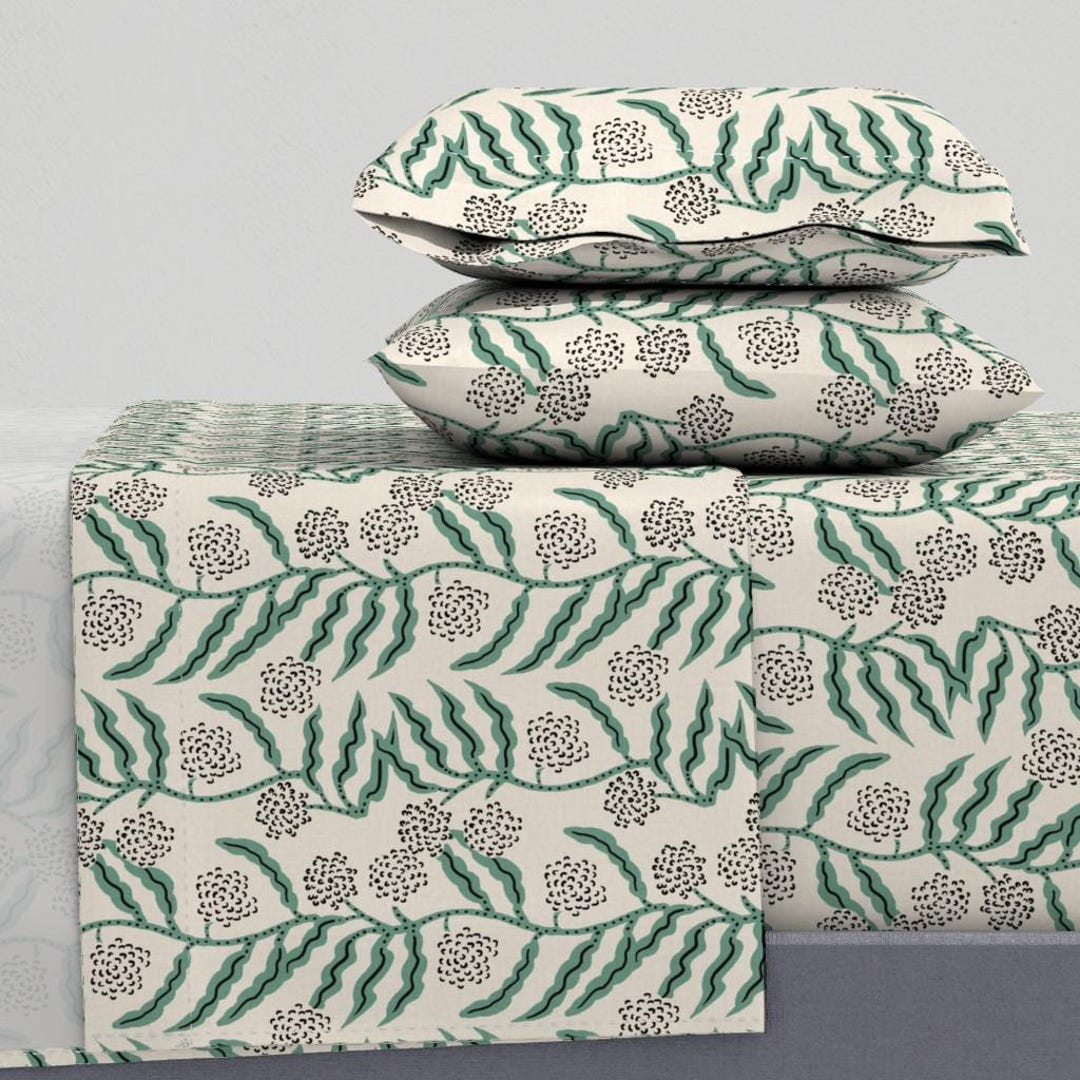 Boho Sheets - La Ville Vine Light Teal by Holli_zollinger - Floral Vine ...