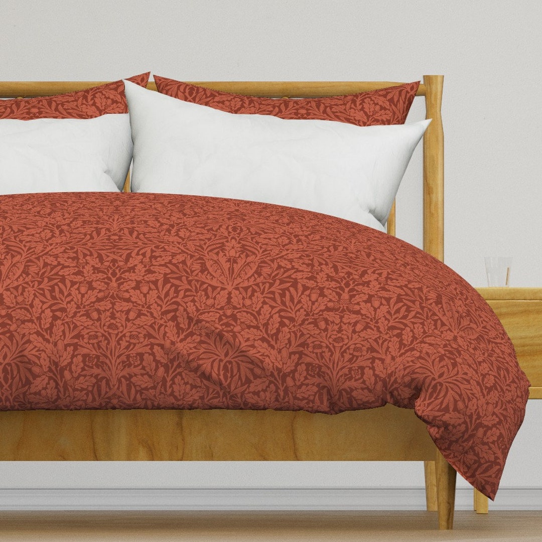 Vintage Damask Bedding - Acorn Persimmon by Salvagescapes - Rust Art ...