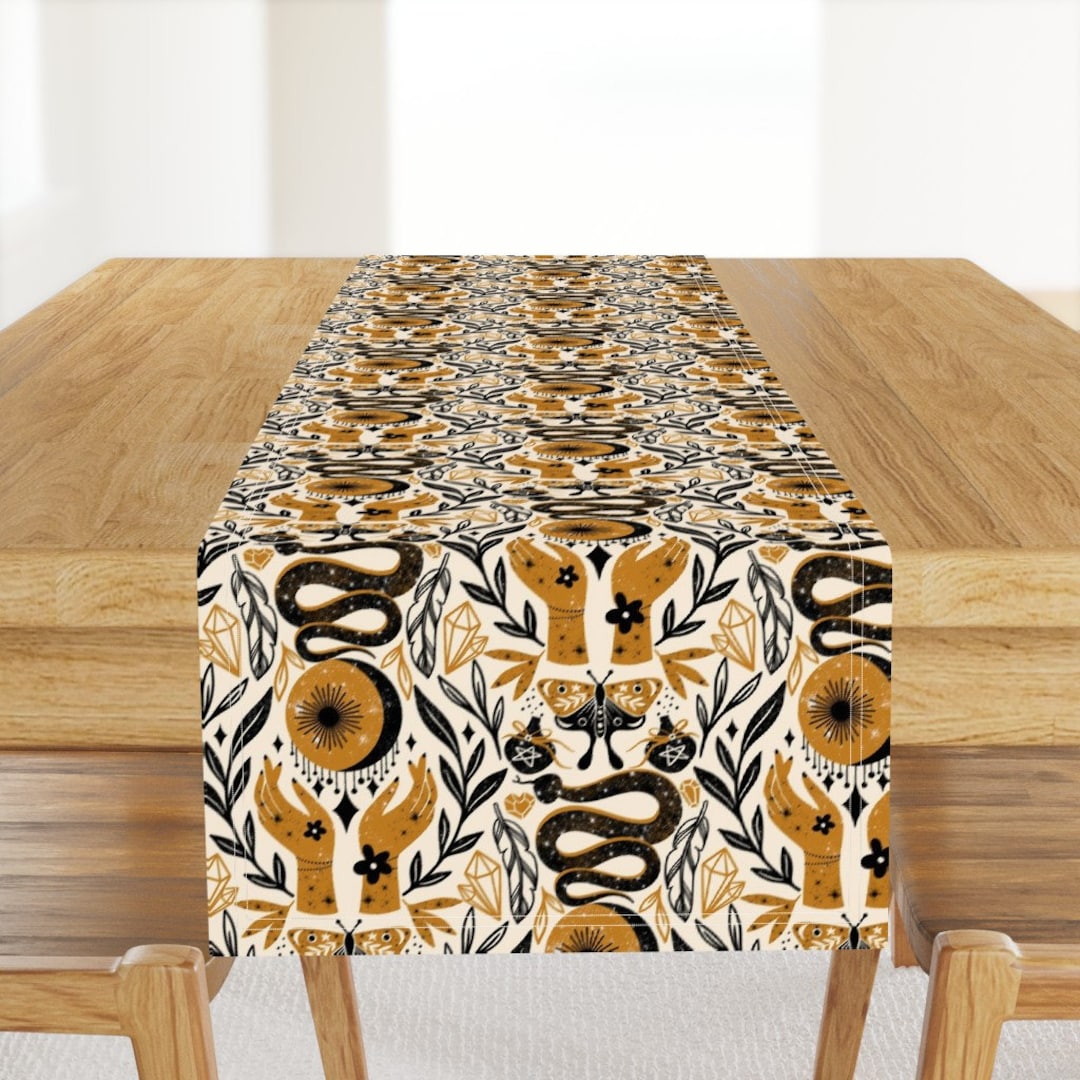 Snakes Table Runner - Mystical Magic Eclectic Moth Butterfly Cotton ...