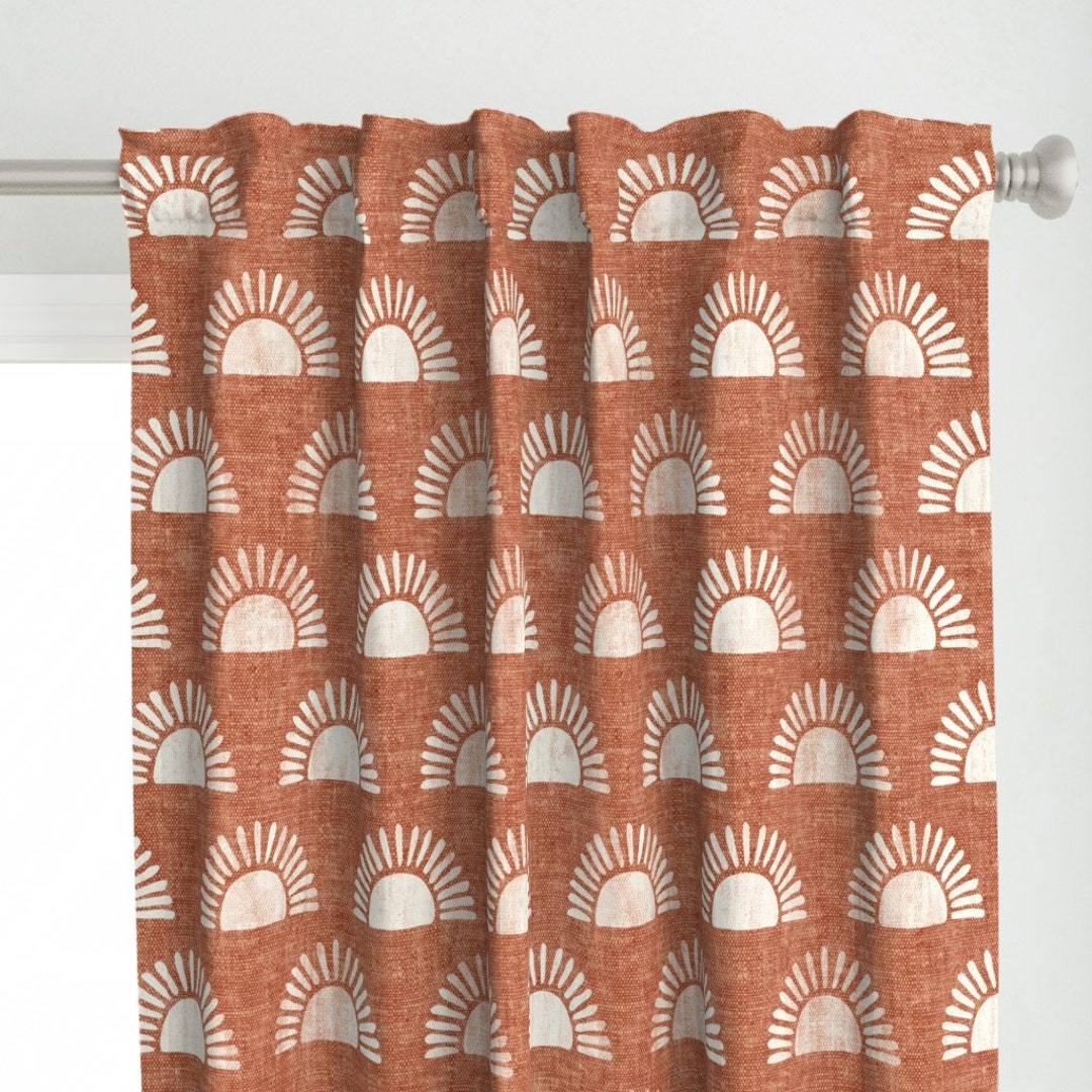 Terra Cotta Rust Curtain Panel - Woven Look Bohemian Baby 2021 Color ...