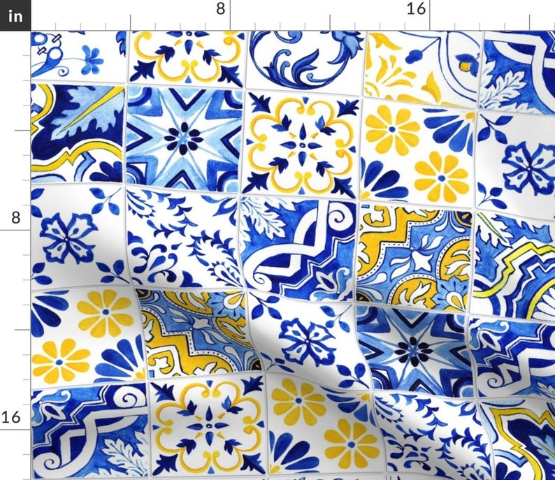 Spanish Tiles Table Runner Detailed Azulejos by Ilonitta - Etsy