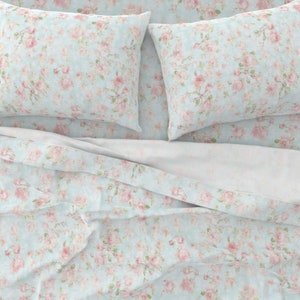 Romantic Rose Sheets June Roses Aqua by Lilyoake Shabby Chic Retro 90s ...