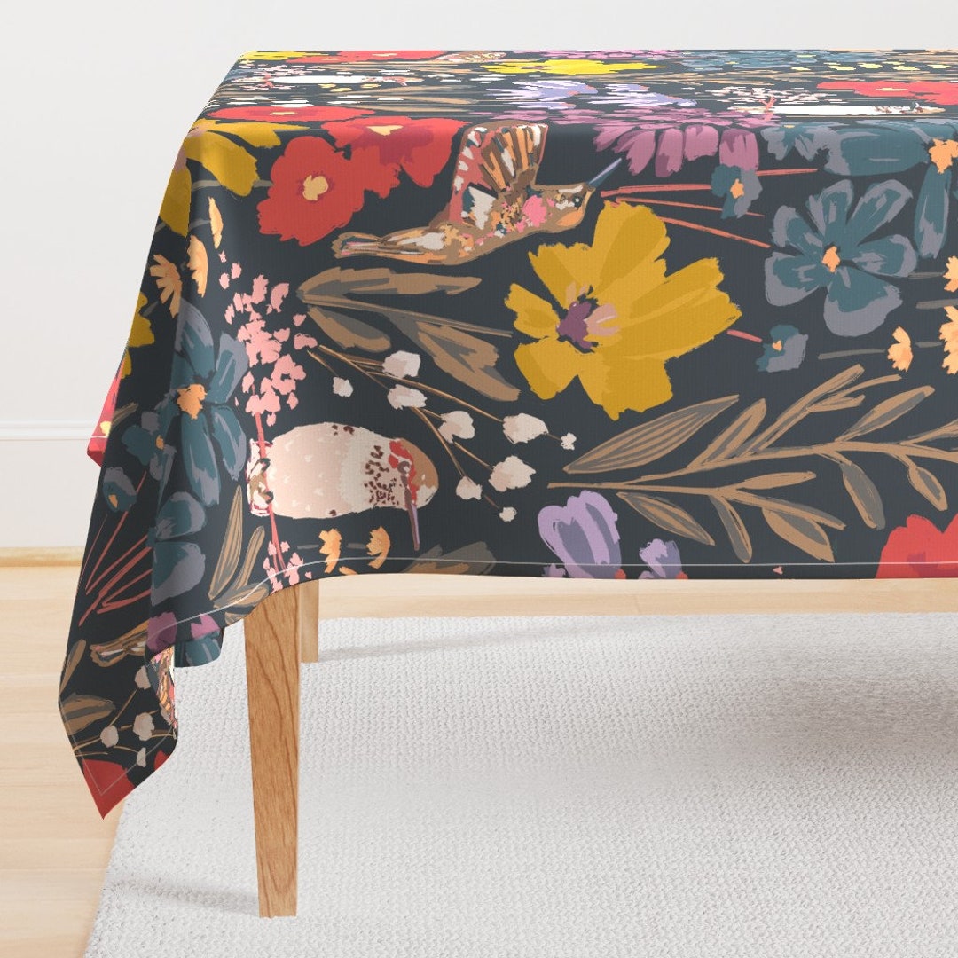 Hummingbird Floral Tablecloth Hummingbird Garden by Jenflorentine ...