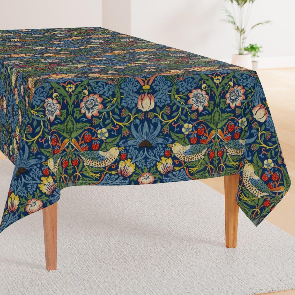 William Morris Tablecloth - Strawberry Thief by Peacoquettedesigns ...