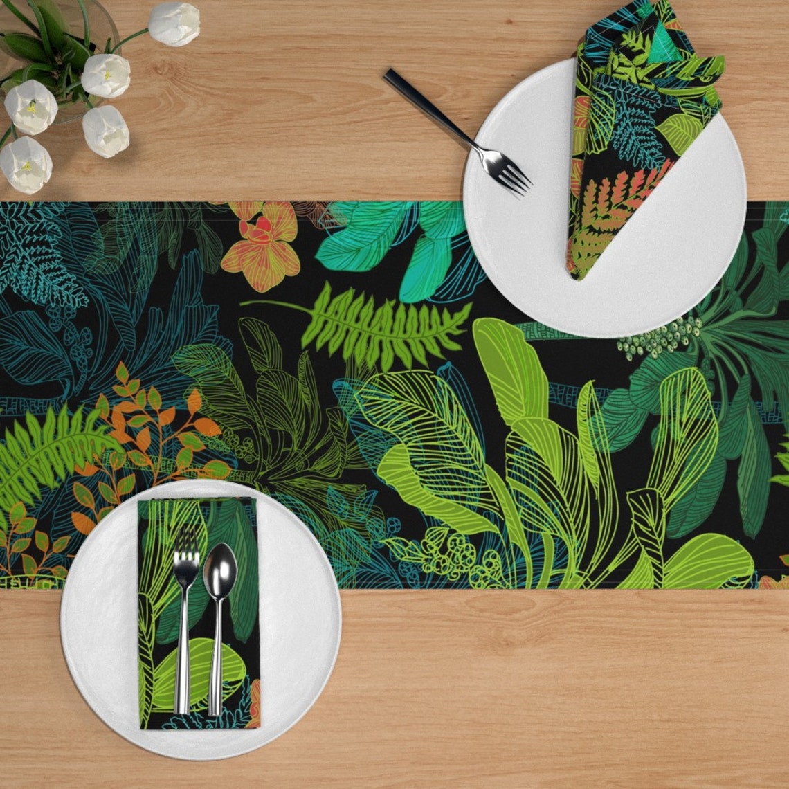 Tropical Table Runner Gardening in the Tropics by Hnldesigns - Etsy