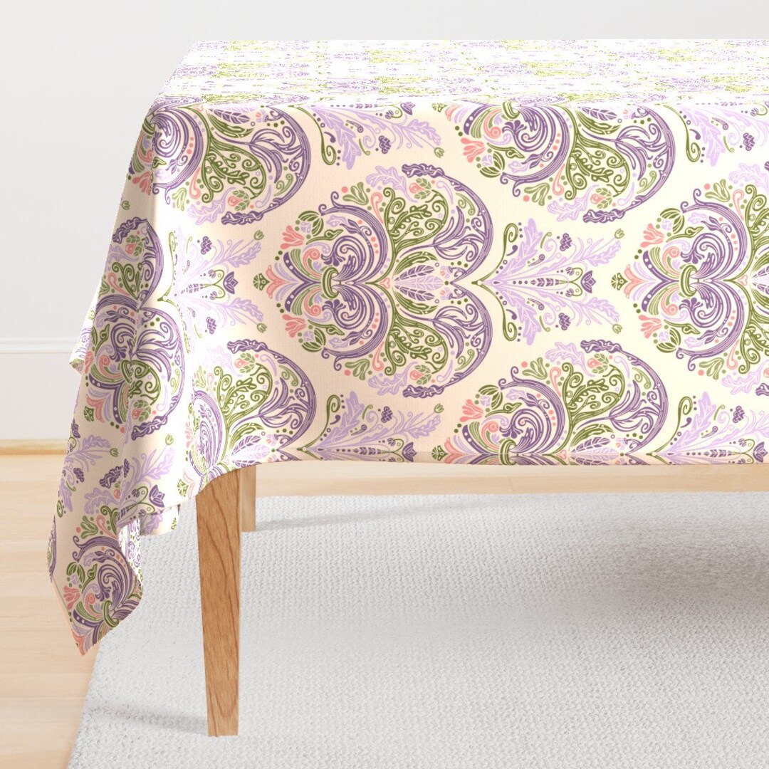 French Vintage Tablecloth Rococo Style Pastel Floral by Simplulina ...