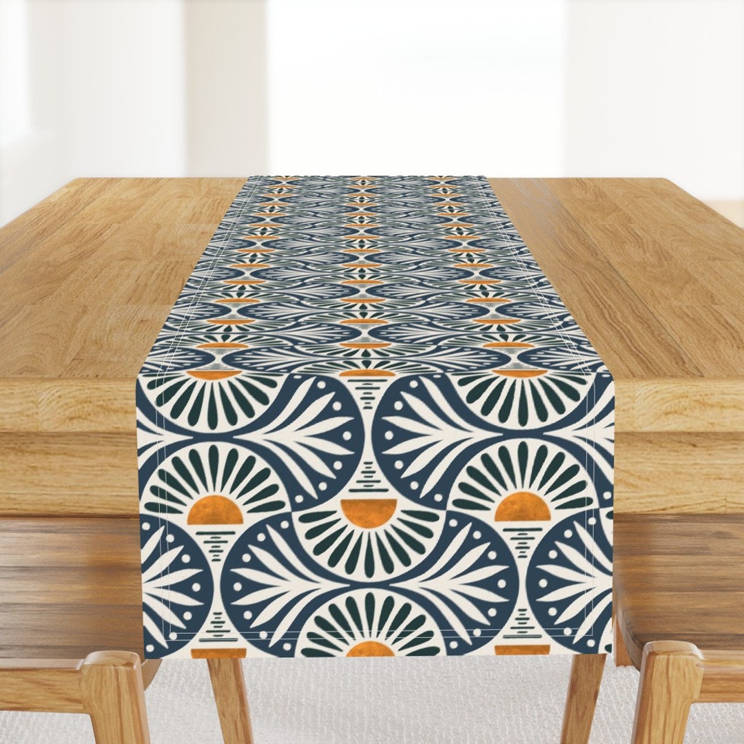 Modern Abstract Table Runner - Deco Sunset Gray by De_koro - Bold ...
