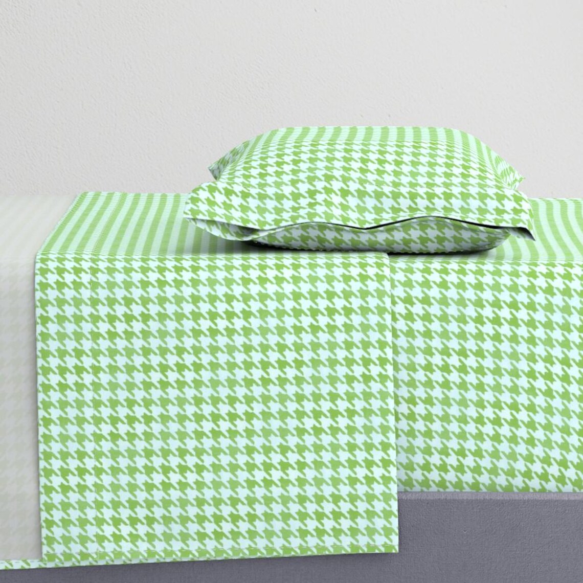 Green Houndstooth Sheets - Green Houndstooth Check by Paper_and_frill ...