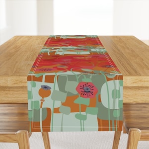 Abstract Poppy Table Runner - Copper Poppies by Wren_leyland - Large ...