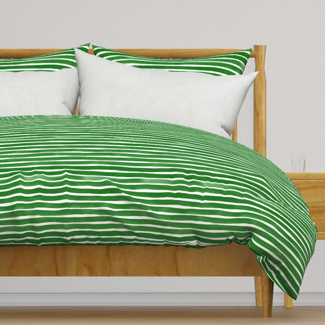 Green Duvet Cover Watercolor Stripes Zucchini by Friztin Stripe ...