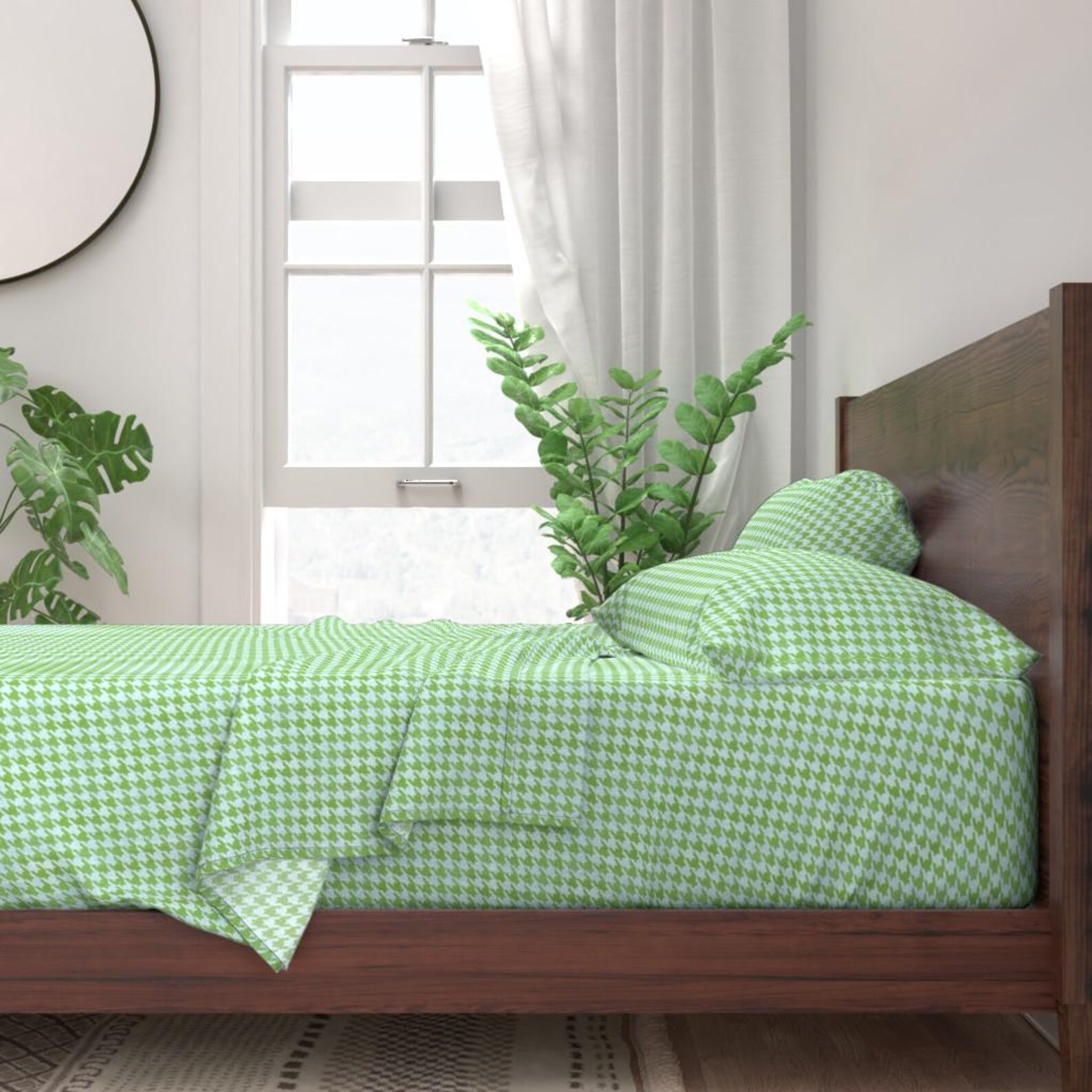 Green Houndstooth Sheets - Green Houndstooth Check by Paper_and_frill ...